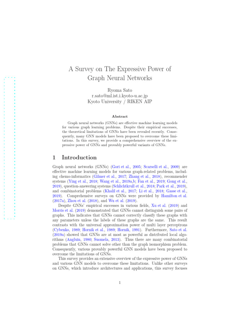 (2020 Arxiv) A Survey On The Expressive Power of Graph Neural Networks | PDF | Mathematical ...