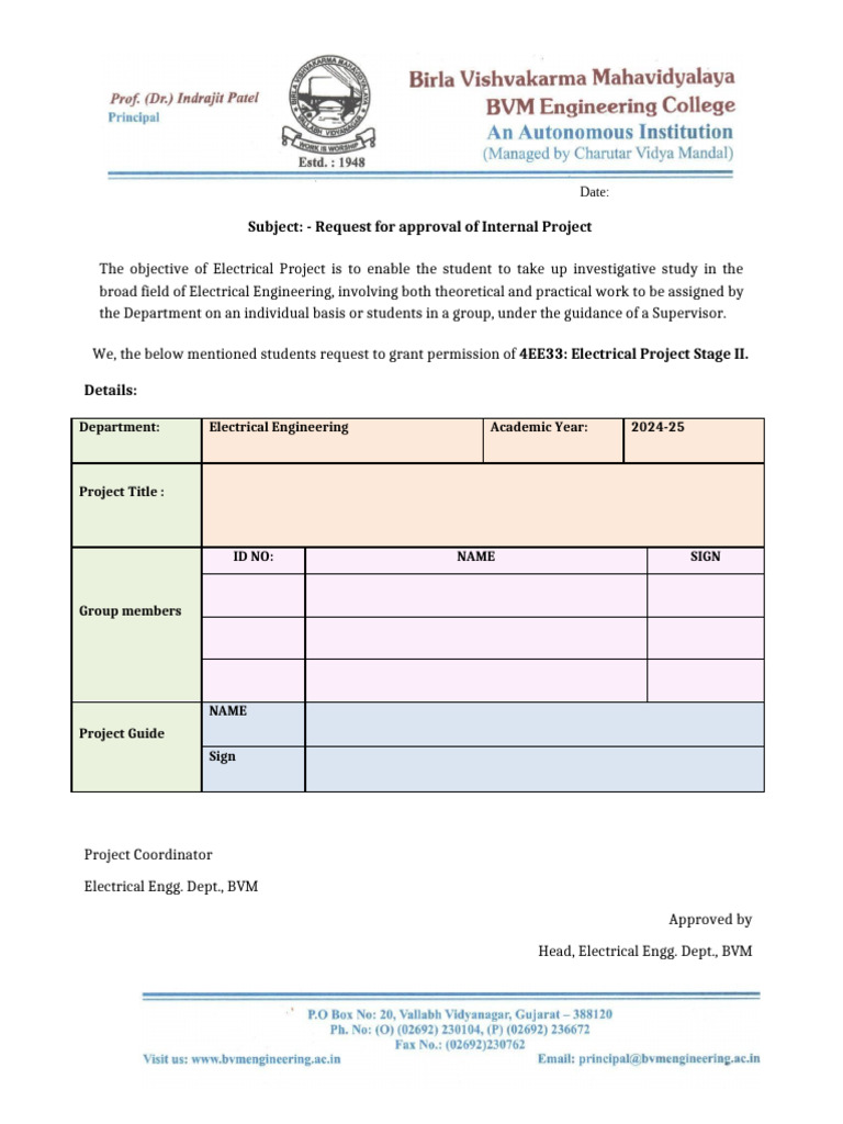Internal Project Form_2024-25 | PDF