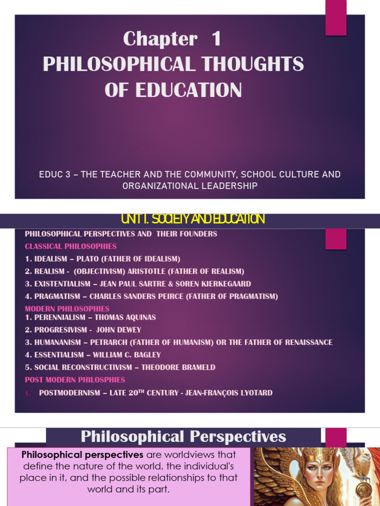 Educ 3 Unit 1 The Philosophical Perspectives | PDF | Pragmatism | Existentialism