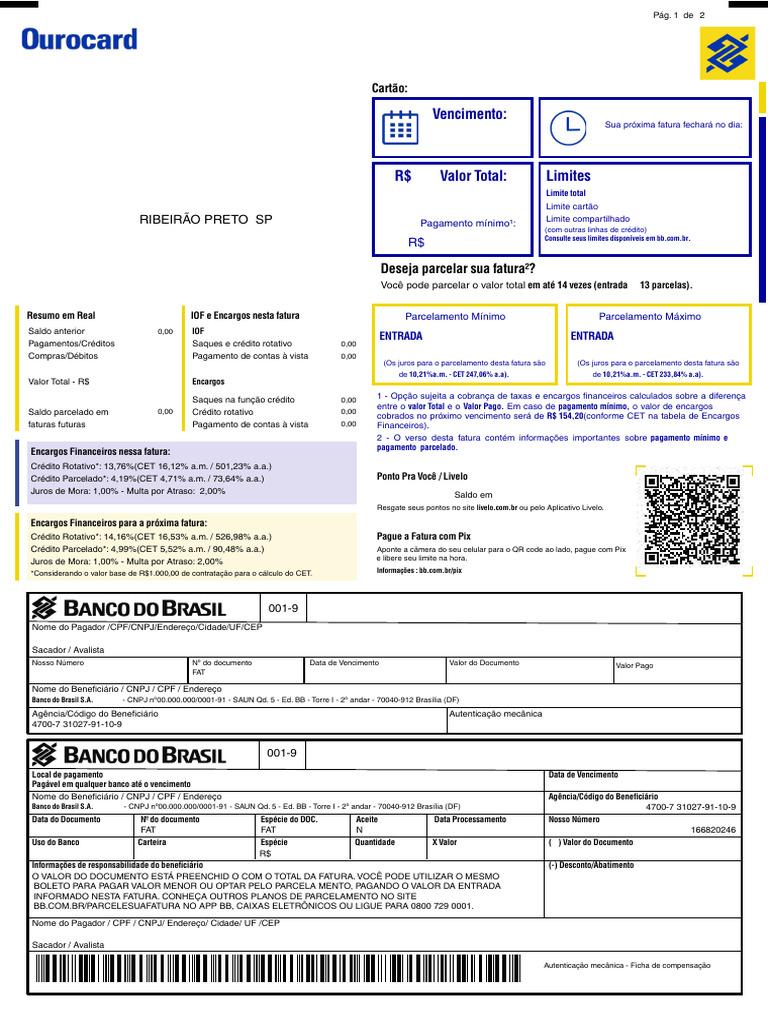 BB - Fatura LUIS ANGELO 02.10 BSE | PDF | Crédito rotativo | Crédito