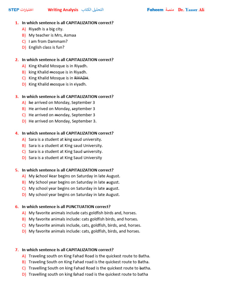 3_Writing Analysis Punctuation(Questionssss) | PDF