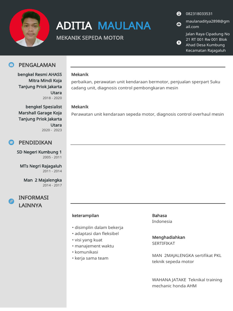 CV Aditia Maulana | PDF