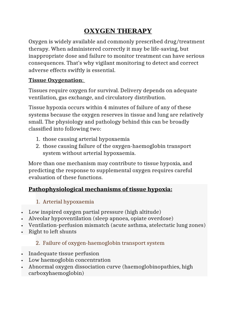 OXYGEN THERAPY | PDF | Breathing | Respiratory System