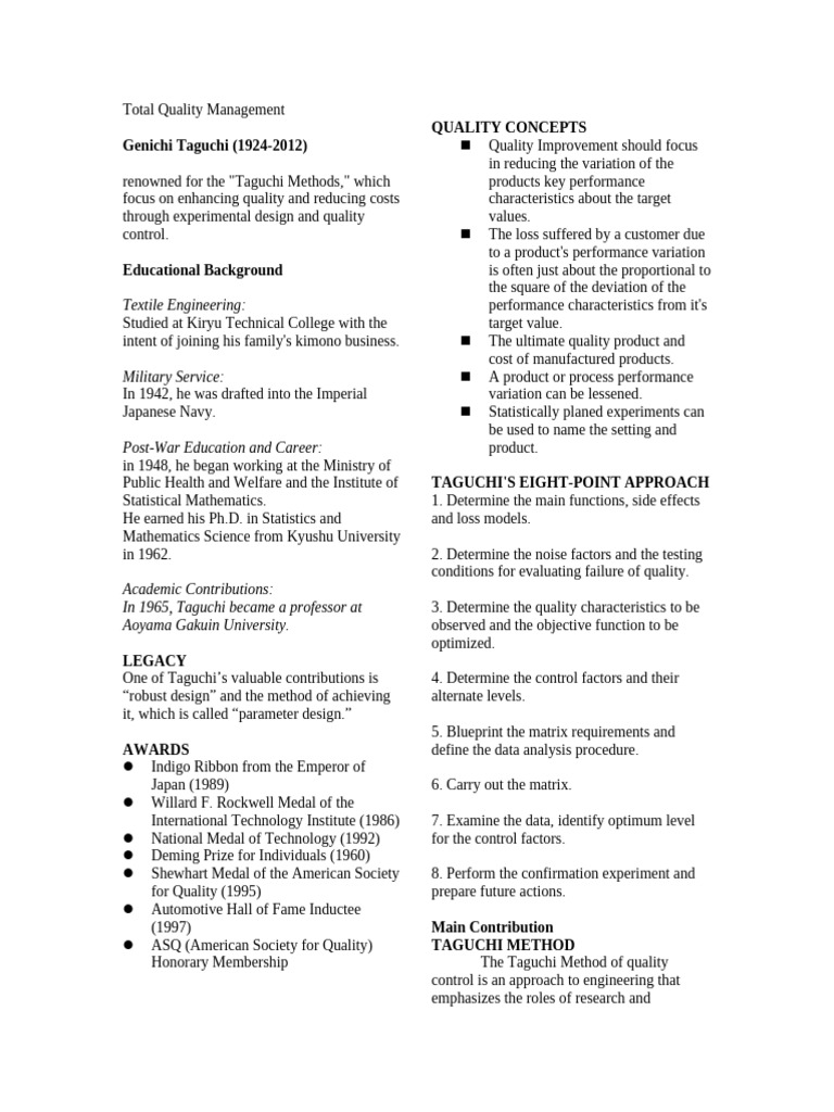 Total-Quality-Management TQM | PDF | Lean Manufacturing