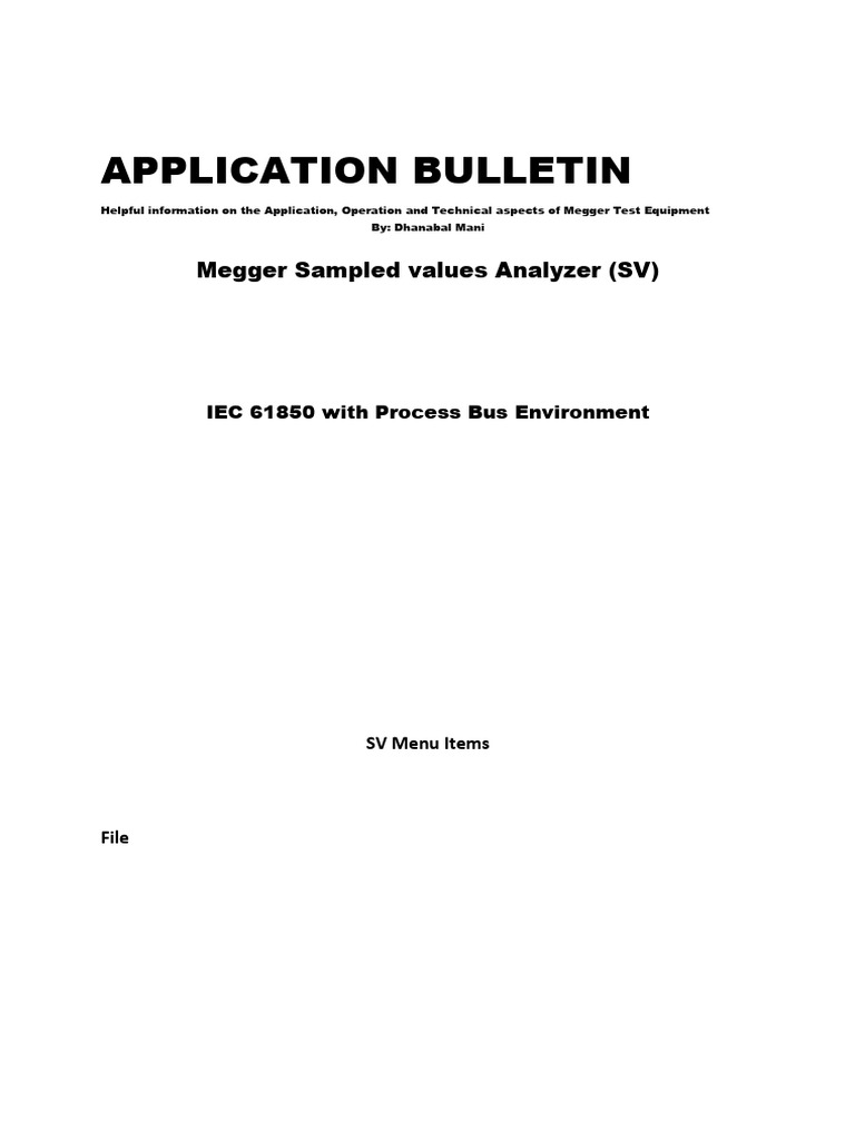 Megger Sampled Values Analyzer | PDF | Computer Network | Electrical ...