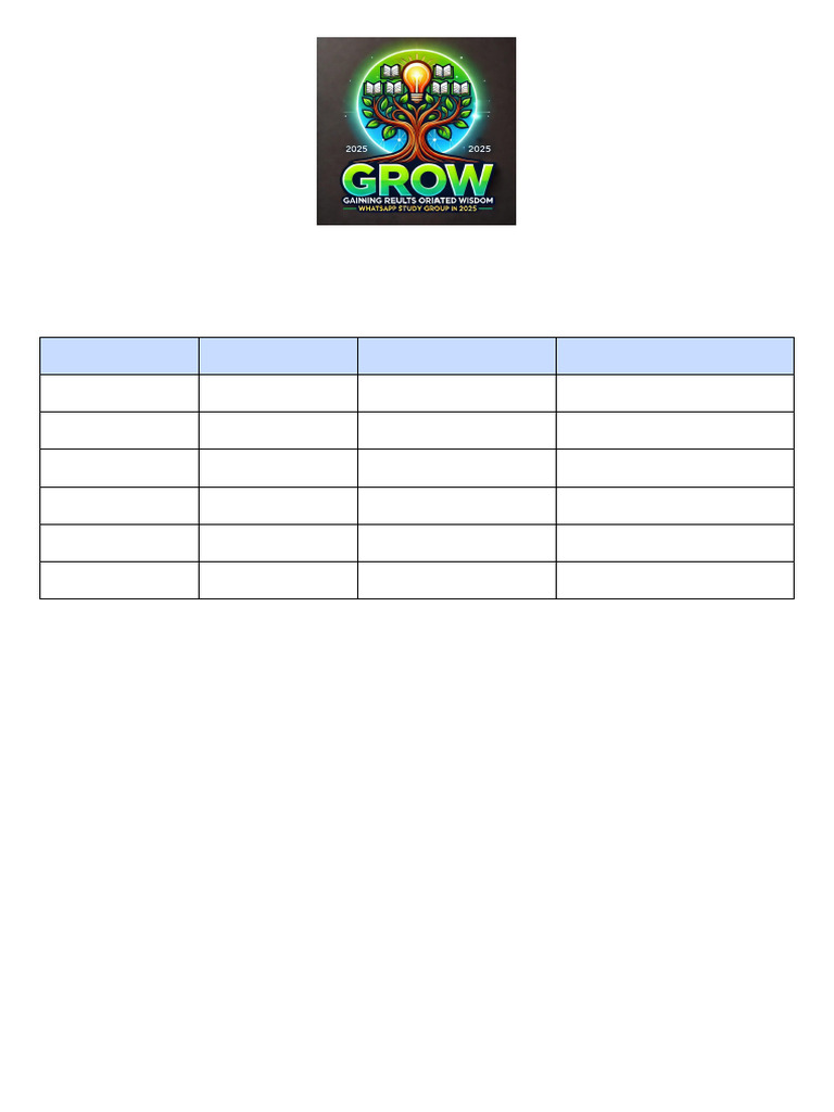 Study Group Timetable 2025 | PDF