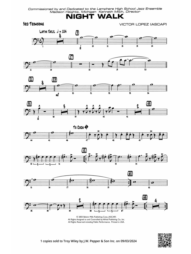 Night Walk 3rd Trombone | PDF