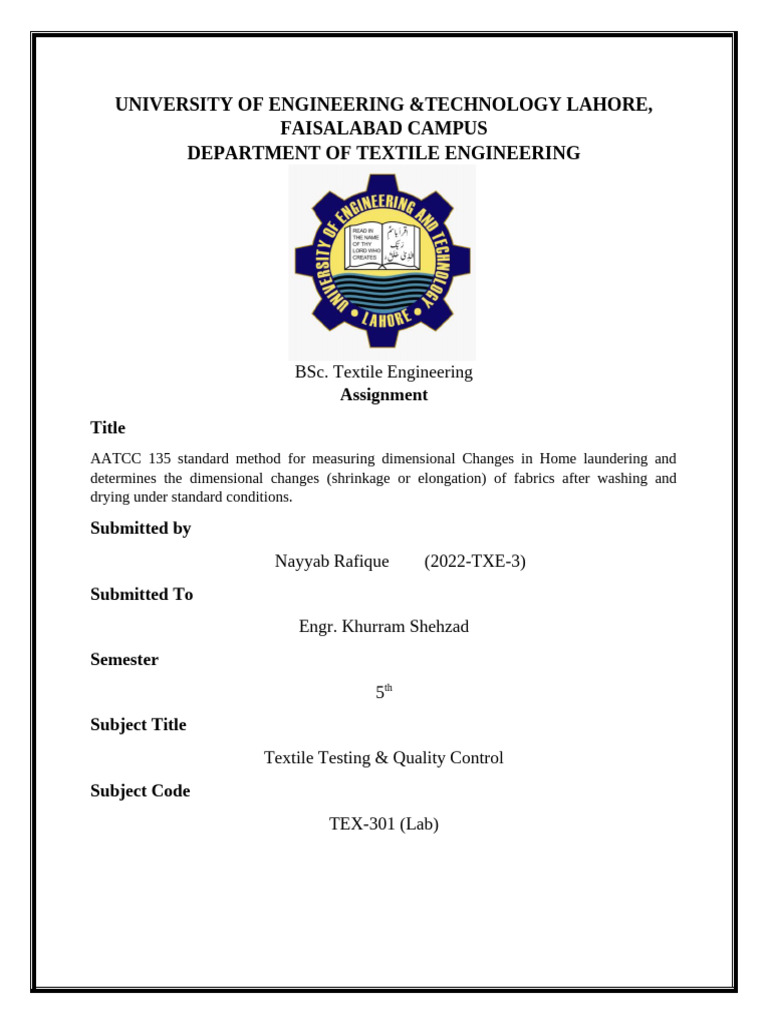 Assignment of AATCC | PDF