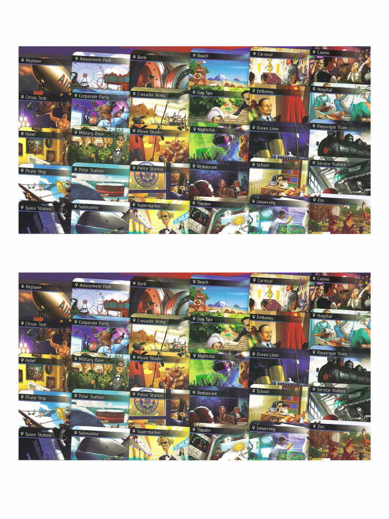 Spyfall Locations A4 v1.0 | PDF