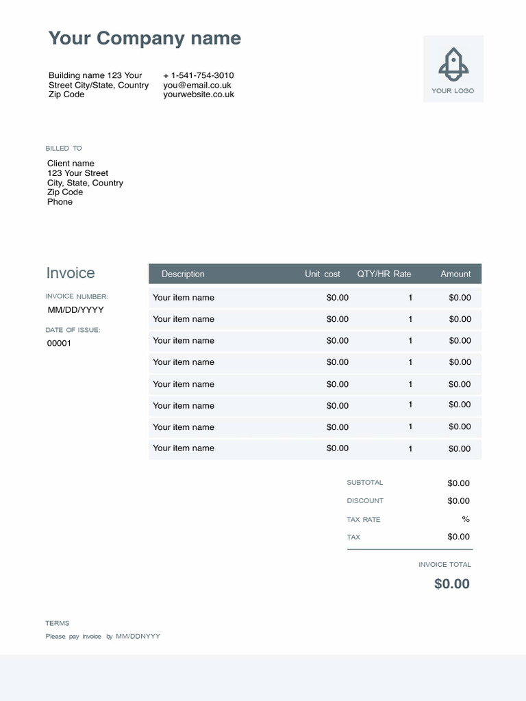 Professional Invoice Template | PDF
