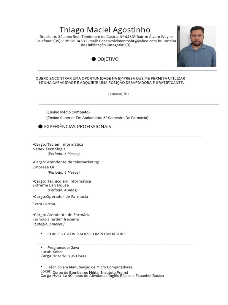 Currículo Thiago PDF | PDF