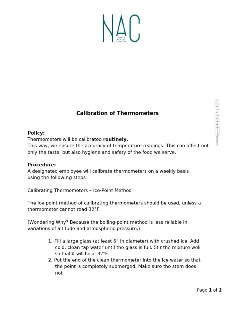 1 Calibration Of Thermometers 1 Pdf Thermometer Calibration