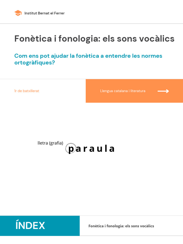 FONÈTICA ELS SONS VOCÀLICS. | PDF