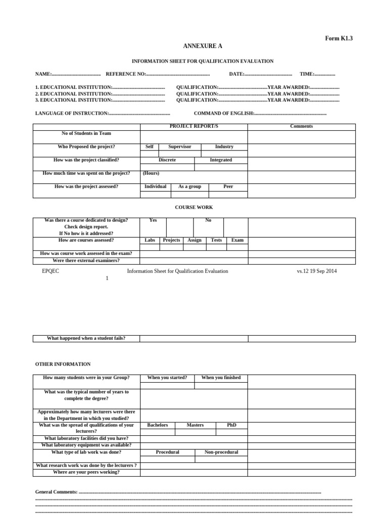 1a Annexure Info Sheet Qual Eval Required | PDF | Academic Degree ...