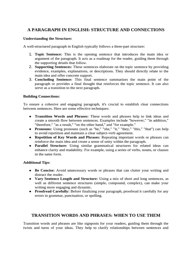 MASTERING WRITING A PARAGRAPH | PDF | Sentence (Linguistics) | Verb MASTERING WRITING A PARAGRAPH | PDF | Sentence (Linguistics) | Verb