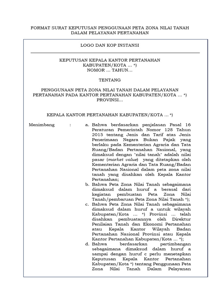 SK Penggunaan Peta ZNT | PDF