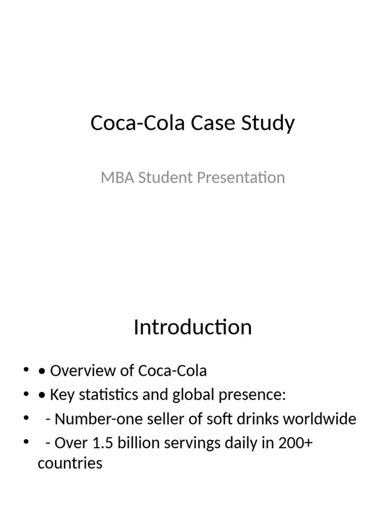 Coca Cola Case Study Presentation | PDF