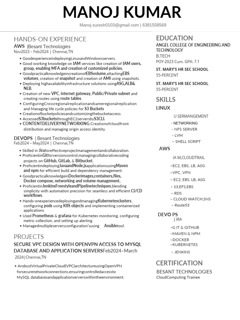 Manojkumar CLOUD RESUME 3 PDF | PDF | Computing | Information Technology