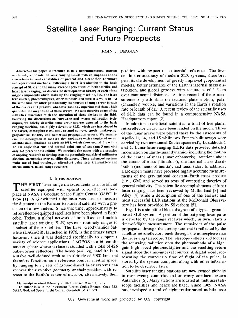 Satellite_Laser_Ranging_Current_Status_and_Future_Prospects | PDF | Laser