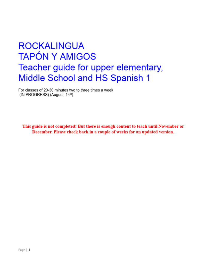 Spanish Teaching Guide: Rockalingua | PDF | Language Acquisition | Learning
