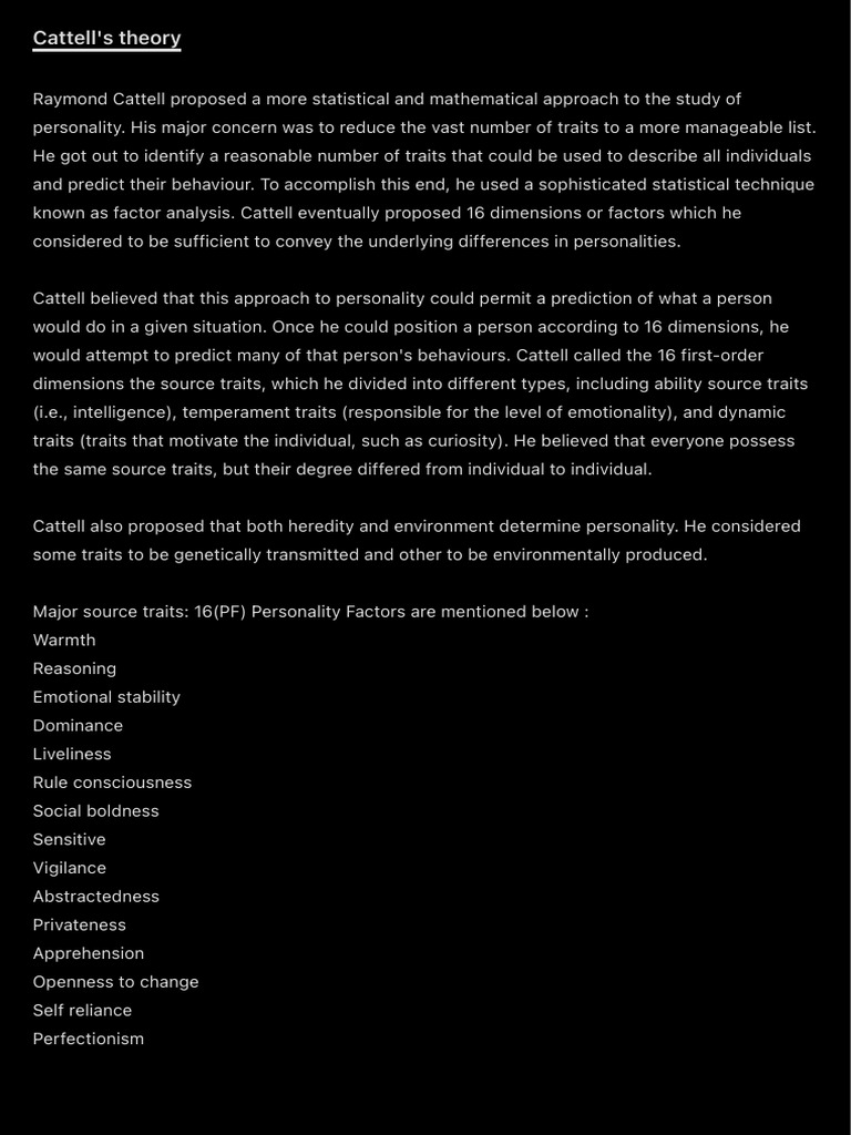 Cattell's Theory | PDF