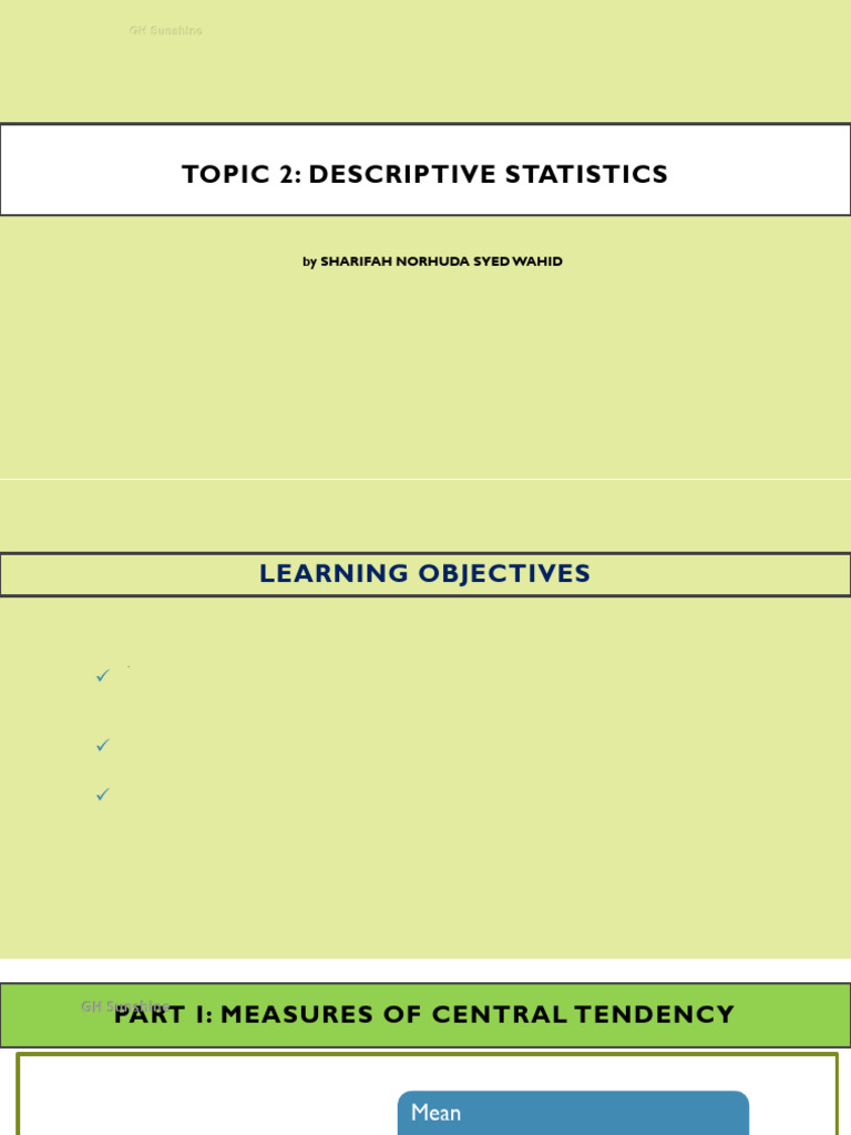 Topic 2 (Descriptive Statistics) 102024 | PDF | Skewness | Coefficient Of Variation