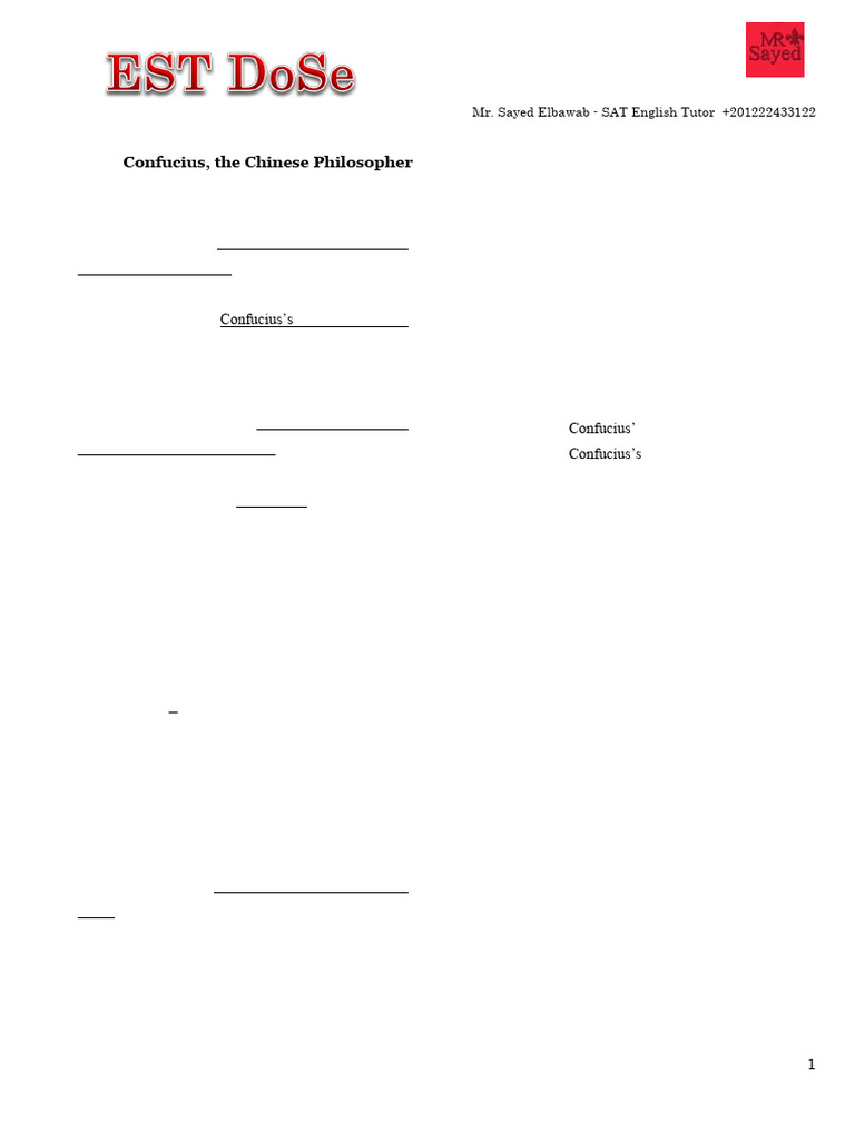EST Dose Writing - Confucius | PDF | Confucius | Confucianism