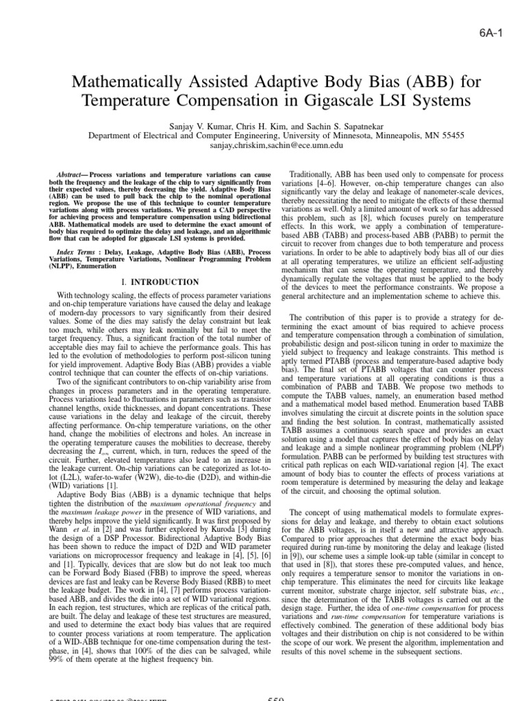 Mathematically Assisted Adaptive Body Bias (ABB) For Temperature ...