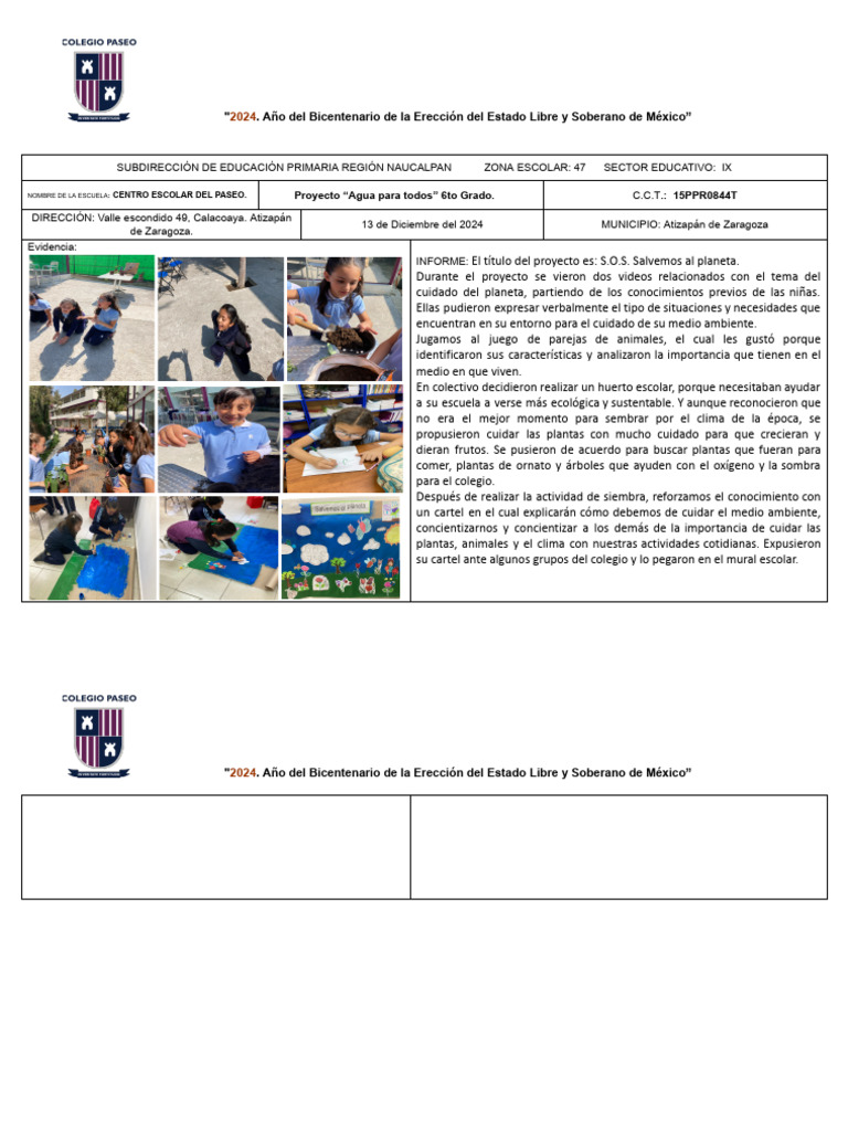 Proyecto 3ro S.O.S Salvemos Al Planeta | PDF