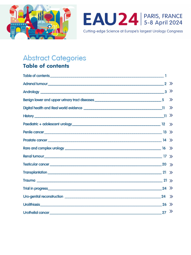 EAU24-TOPIC-STRUCTURE | PDF | Biomarker | Urology