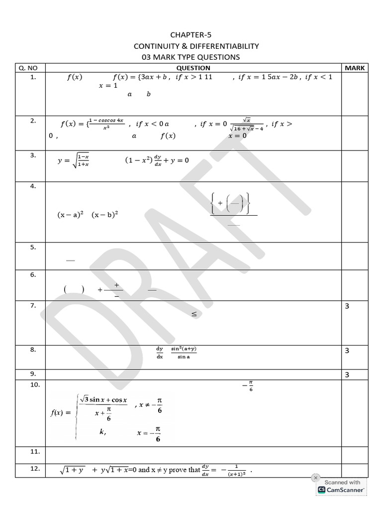 3 Mark Type (Continuity & Differentiability) | PDF | Mathematical Analysis | Mathematics