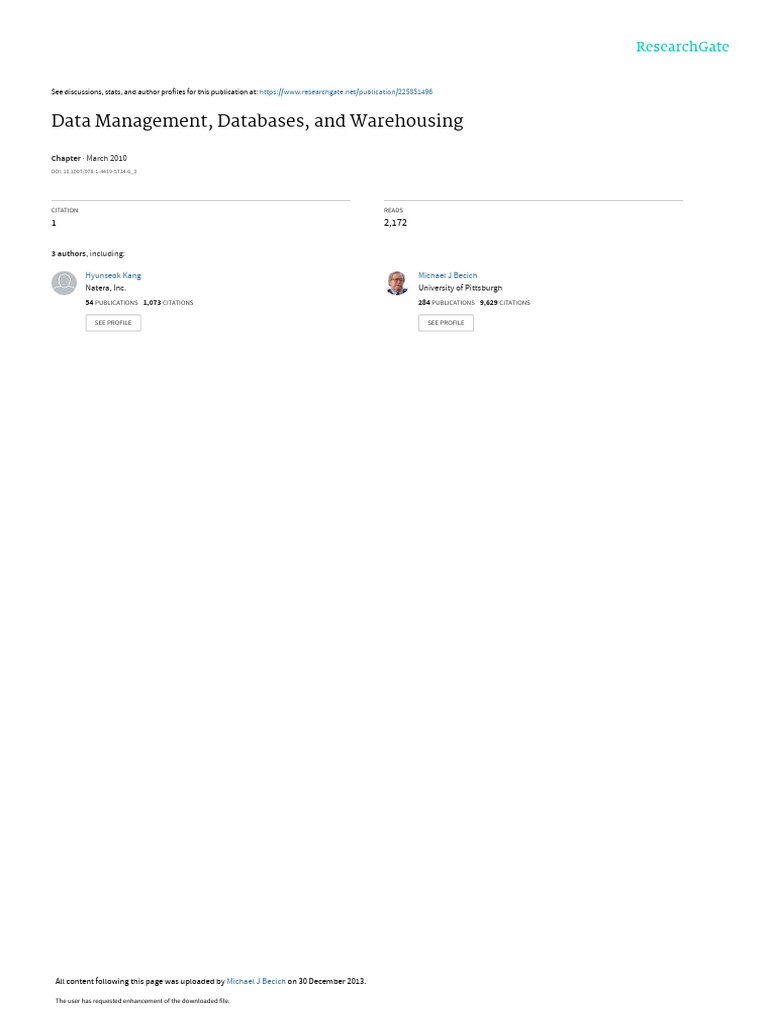 Data Management Databases and Warehousing | PDF | Therapy | Evidence Based Medicine