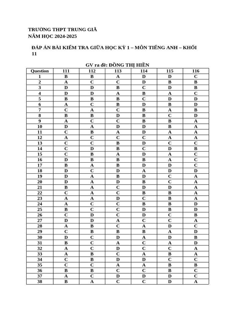 Key E11 The 1st Midterm Test | PDF