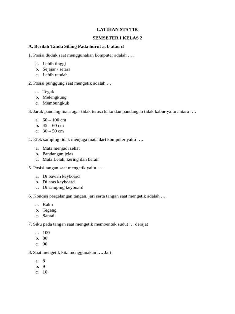 Latihan Soal STS Tik | PDF