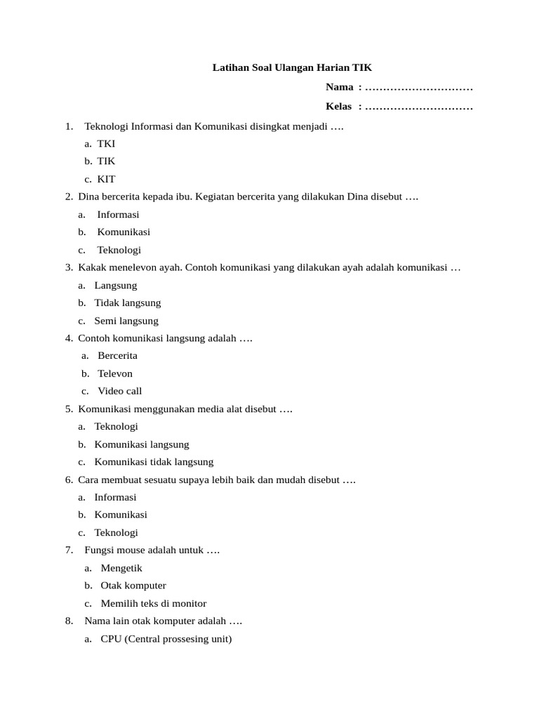 Latihan Soal PAS TIK | PDF