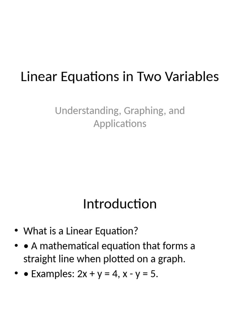 Linear Equations In Two Variables Pdf