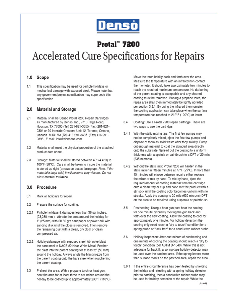 Denso-Protal-7200-Accelerated-Cure-Spec | PDF | Materials | Industrial ...