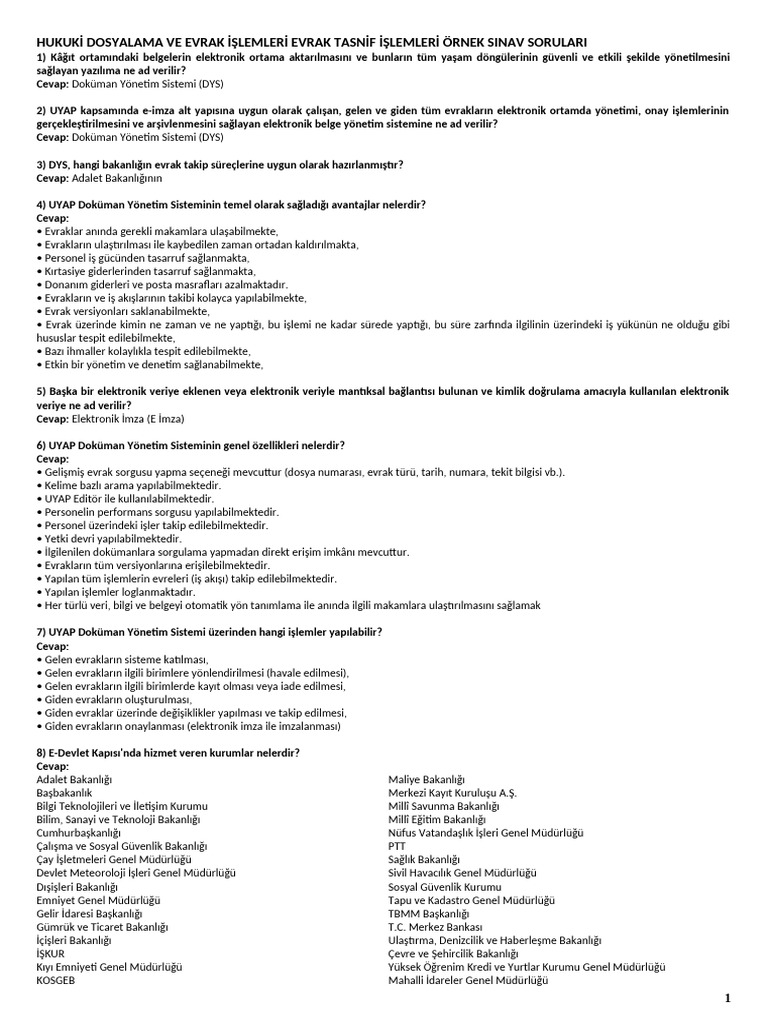 Hdos 1d 2y Çalışma Soruları | PDF