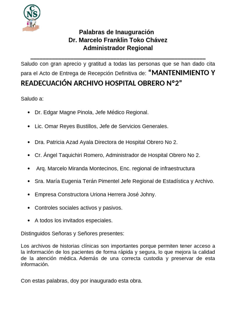 Inauguracion Obras 2024 | PDF