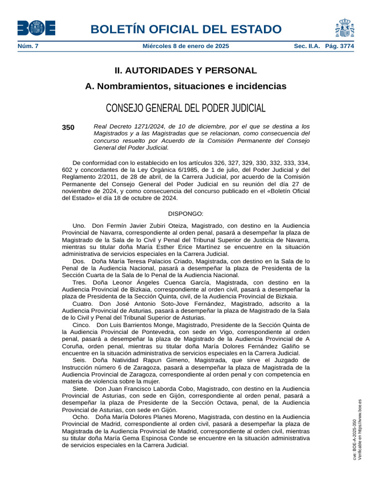 BOE-A-2025-350 | PDF | Judicaturas | Ley constitucional