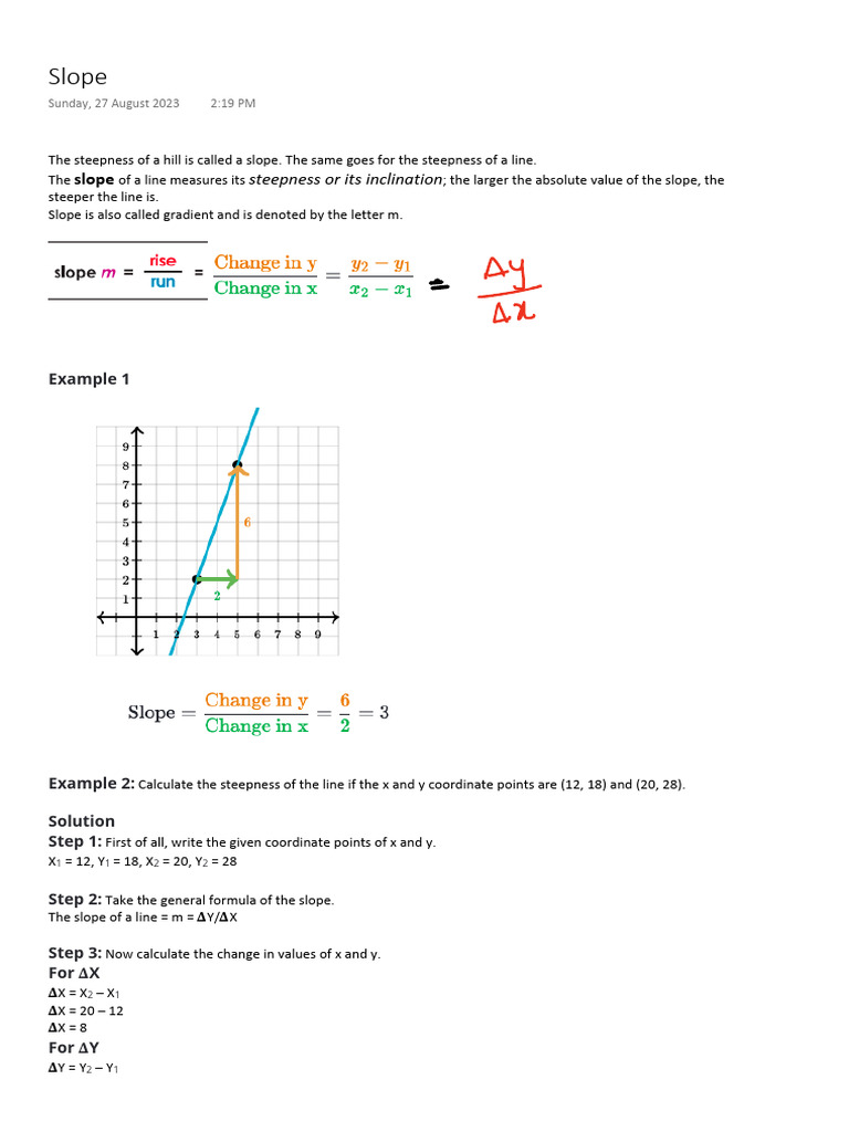 Slope | PDF | Slope | Elementary Mathematics