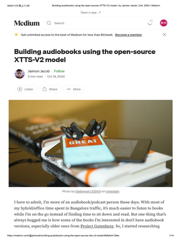 Building Audiobooks Using The Open-Source XTTS-V2 Model - by Jaimon ...
