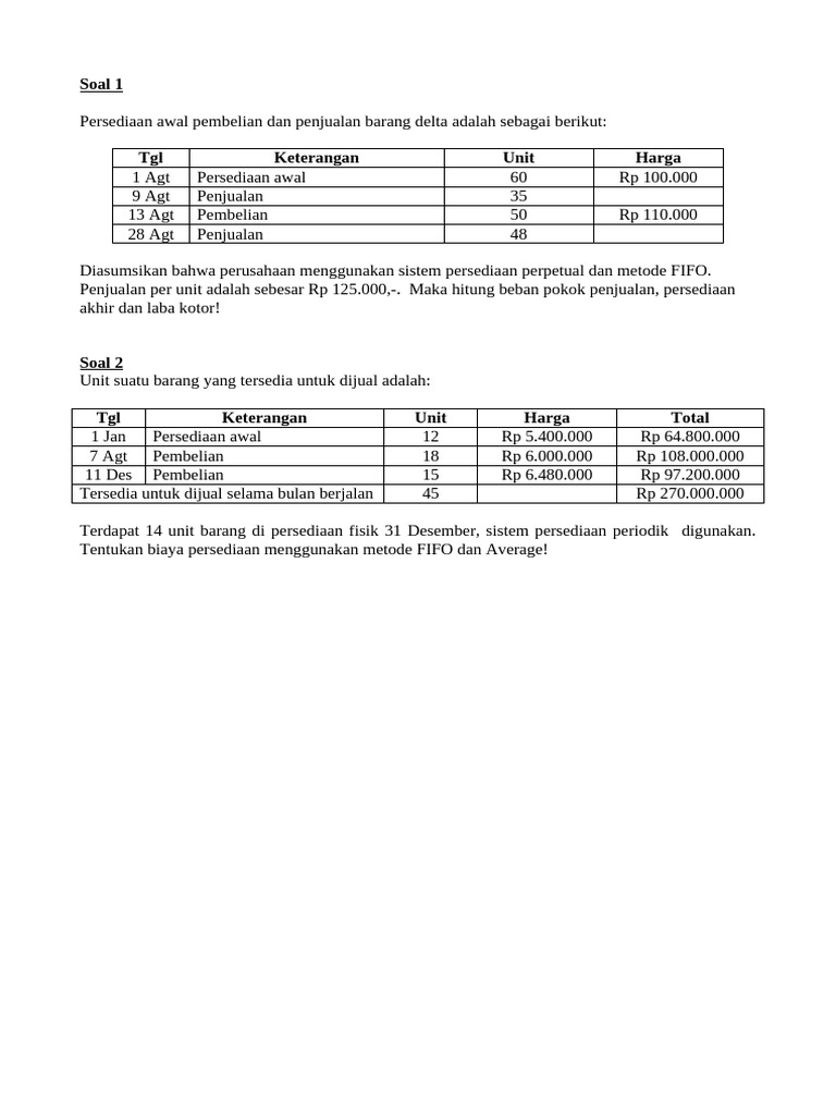 Latihan Soal Pert 6 Persediaan | PDF