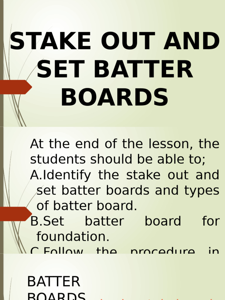 Stake Out & Set Batter Boards | PDF