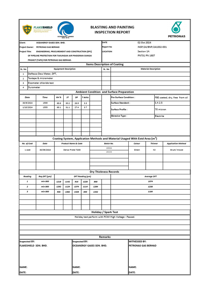 EPC Pipeline Protection Inspection Report | PDF | Industrial Processes ...