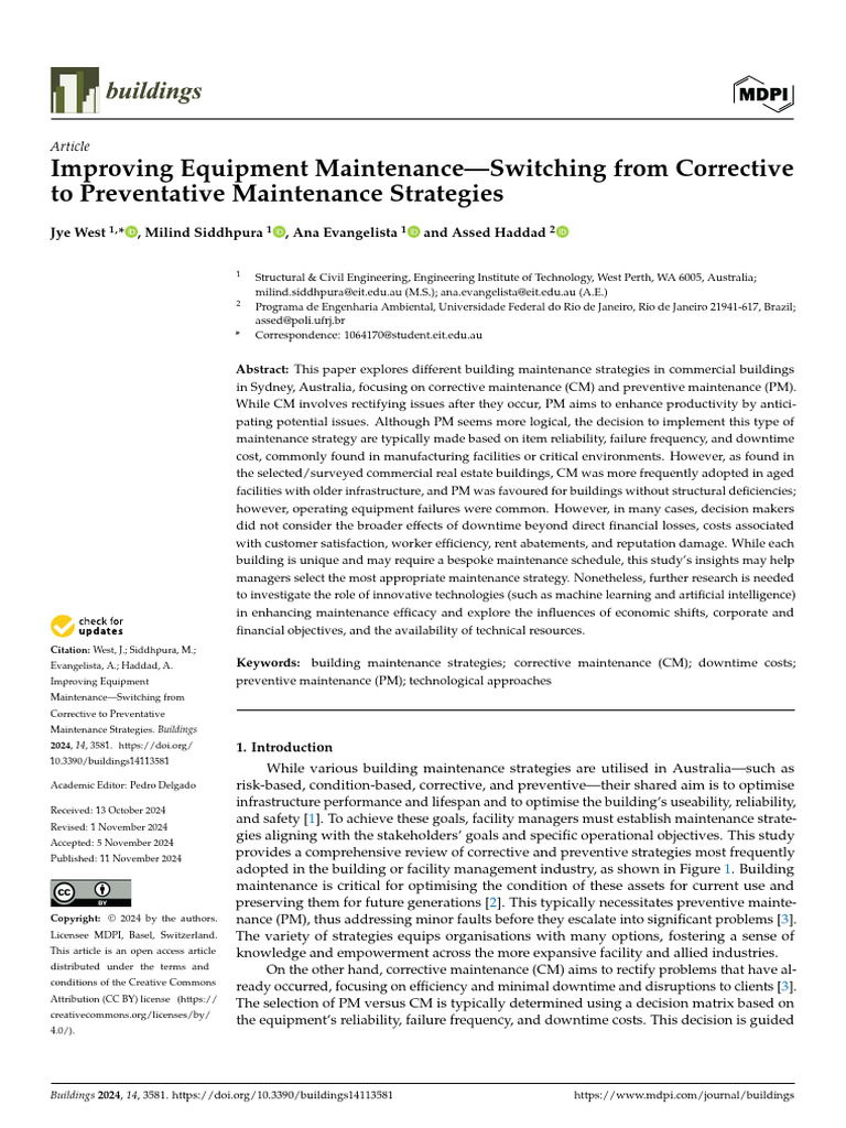 Improving Equipment Maintenance-Switching From Cor | PDF | Reliability Engineering