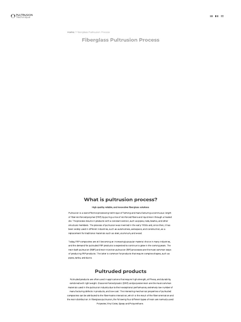 Fiberglass Pultrusion Process - Pultrusion Technique | PDF