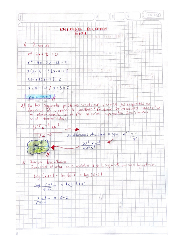 Ejercicios Final Matematicas | PDF