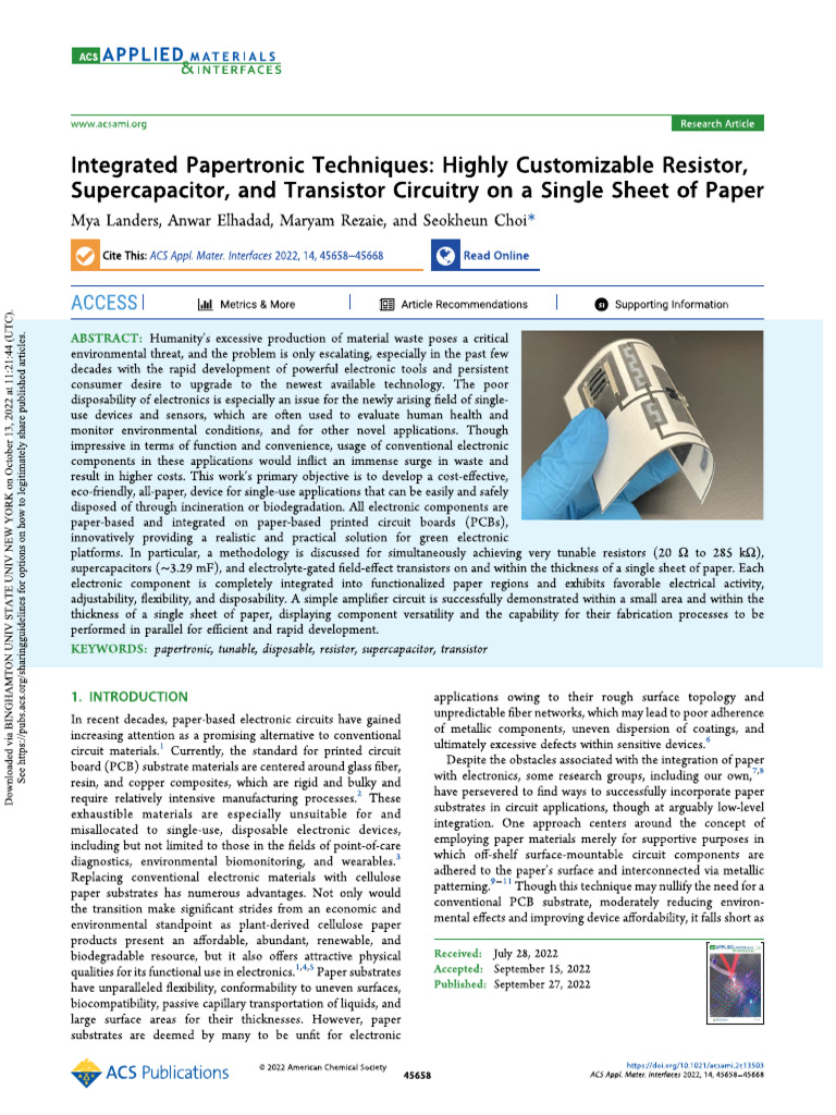 Integrated Papertronic Techniques Highly Customizable Resistor ...