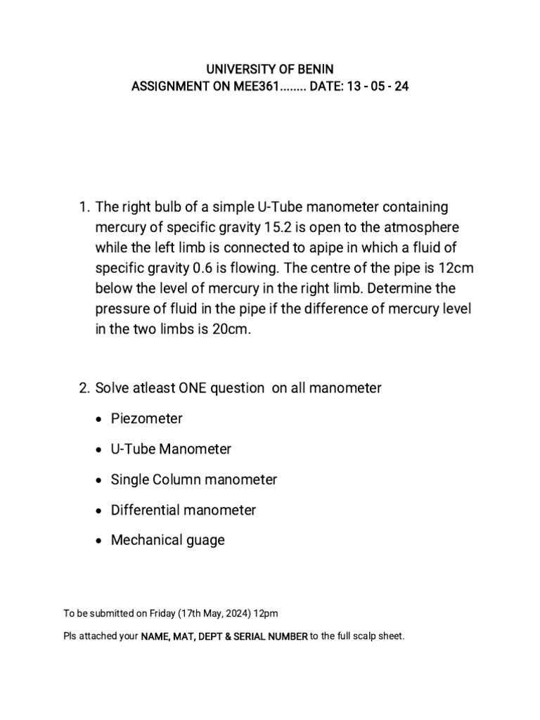 2nd Fluid Assignment | PDF